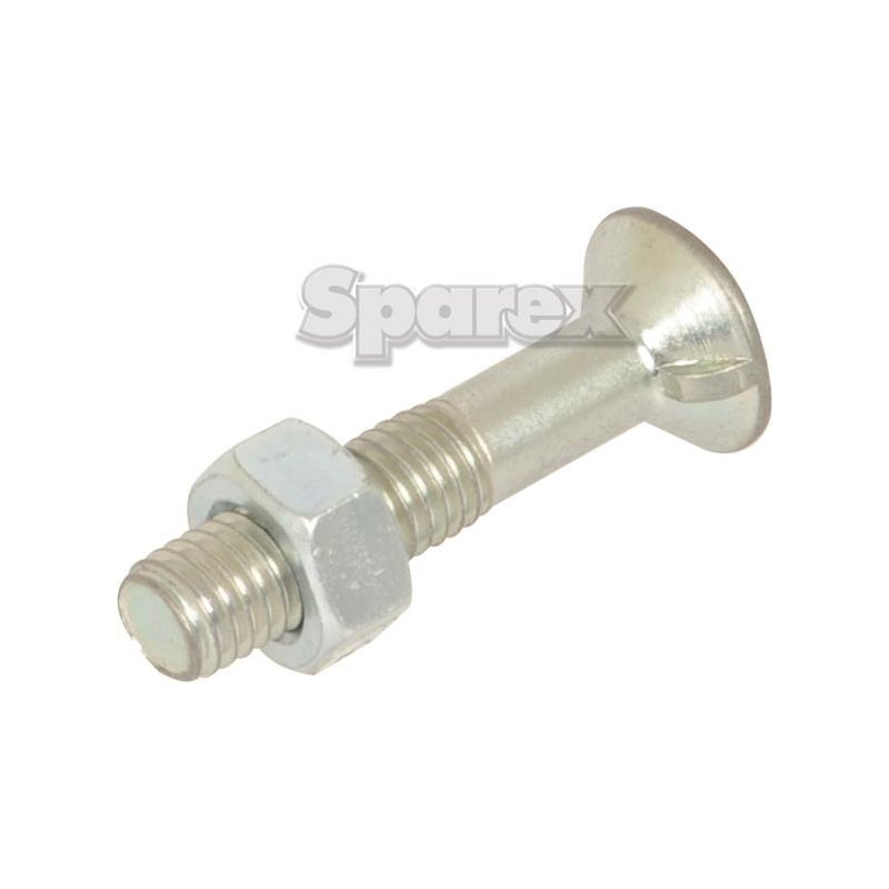 Round Countersunk Single Nib Bolt & Nut - M10 x 45mm, Treksterkte 8.8